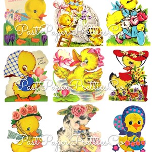 72 Vintage Easter Duck Card Images Dozens of Duckies Collage Sheets PDF ...