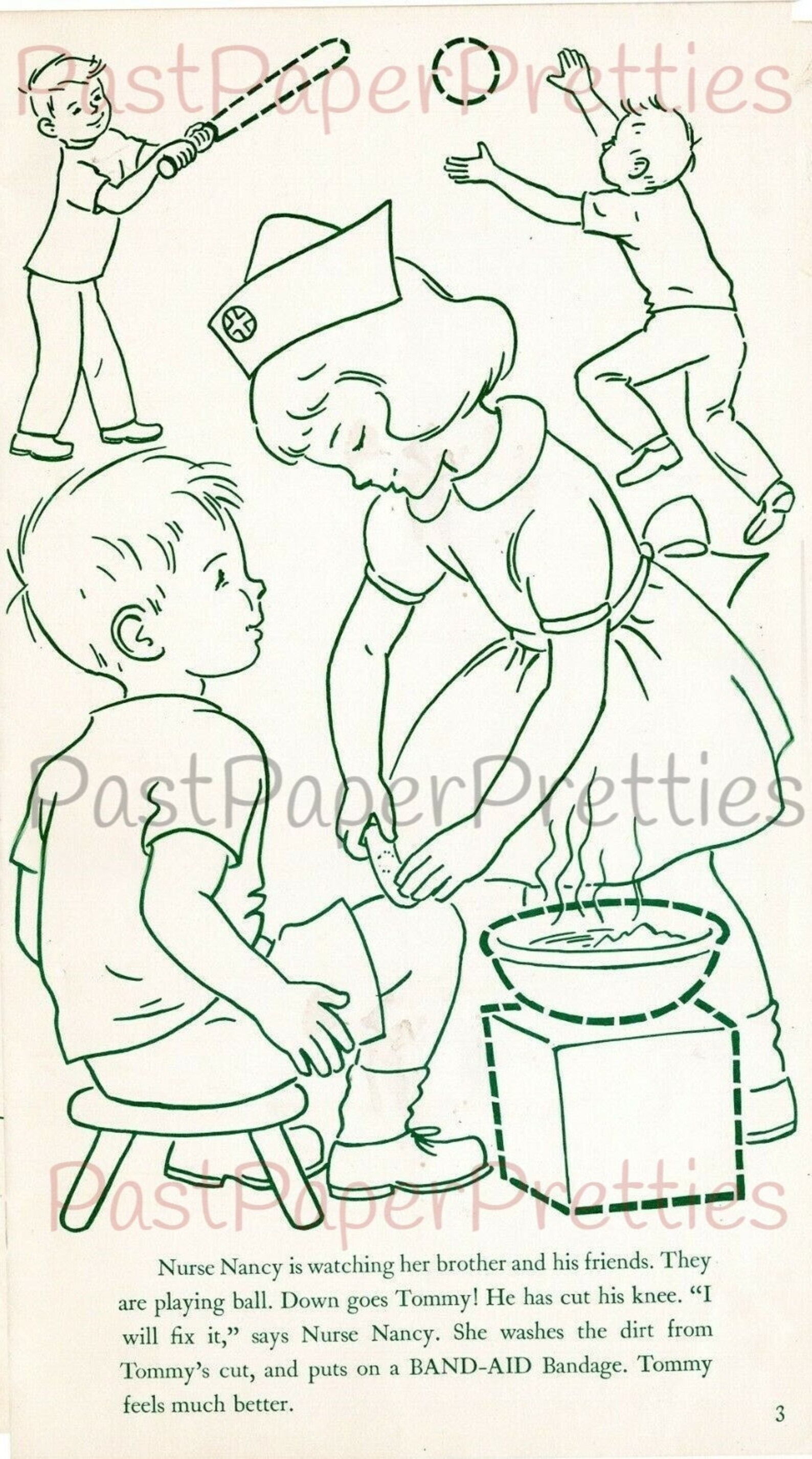 Vintage Printable Nurse Nancy Sticker Coloring Activity Story Book C ...