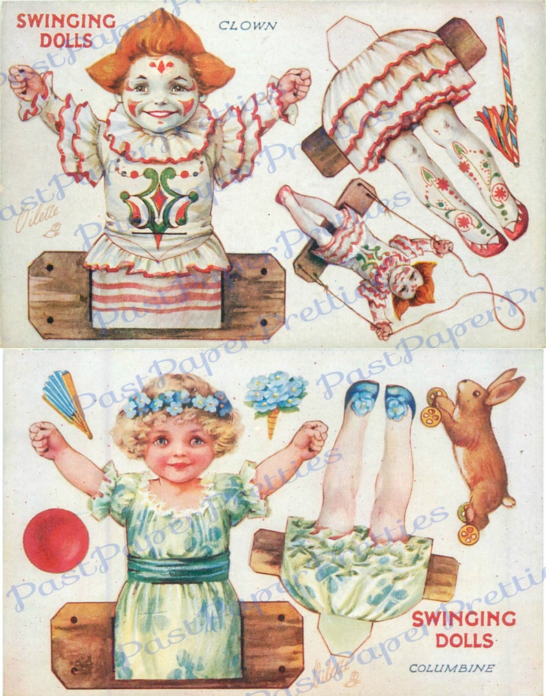 Vintage Printable Antique Swinging Paper Dolls Cute Children on Swings ...