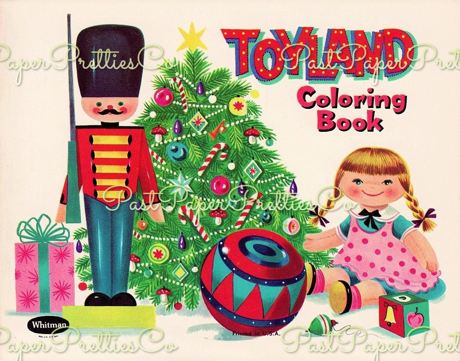 Vintage Printable Christmas Coloring Book Covers Images PDF Instant ...