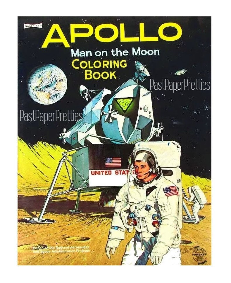 Vintage Printable Coloring Book Apollo 11 the Man on the Moon - Etsy