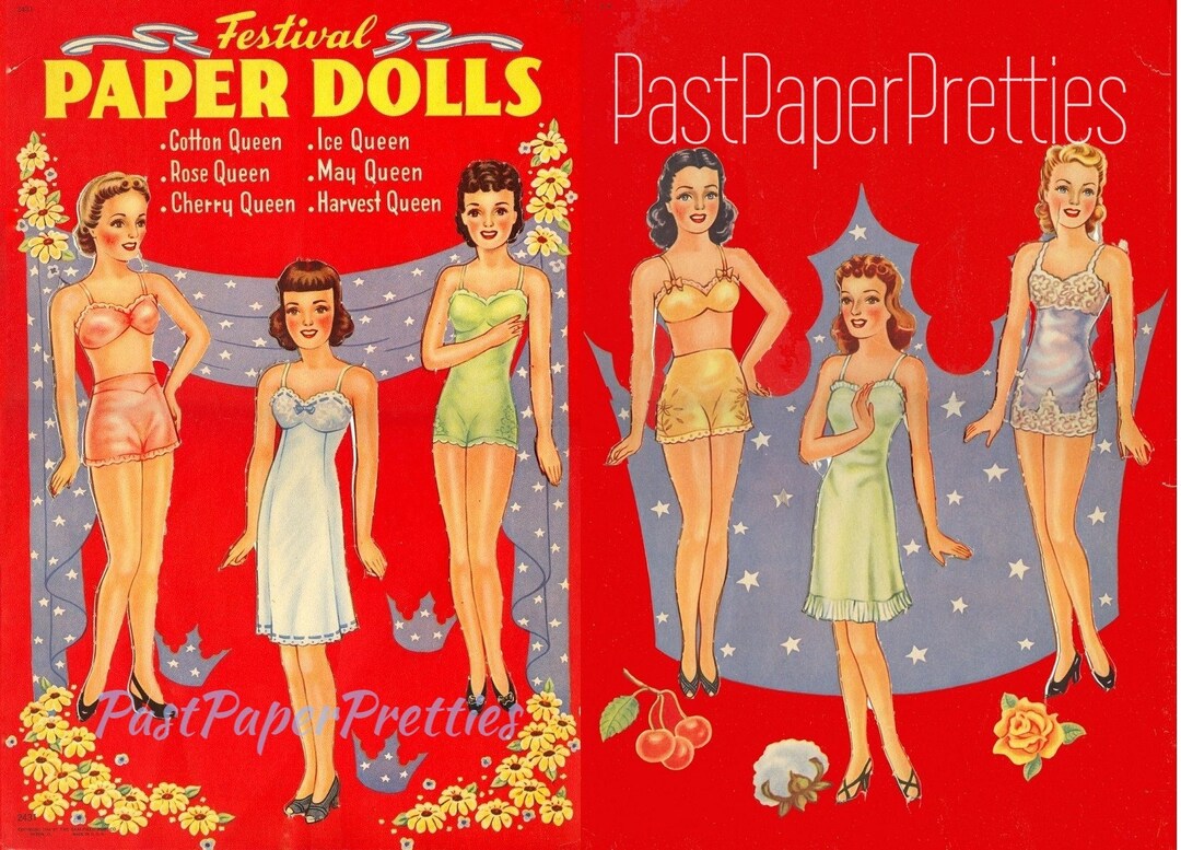 Vintage Paper Dolls Festival Beauty Pageant Queens C. 1944 Printable PDF Instant Digital ...