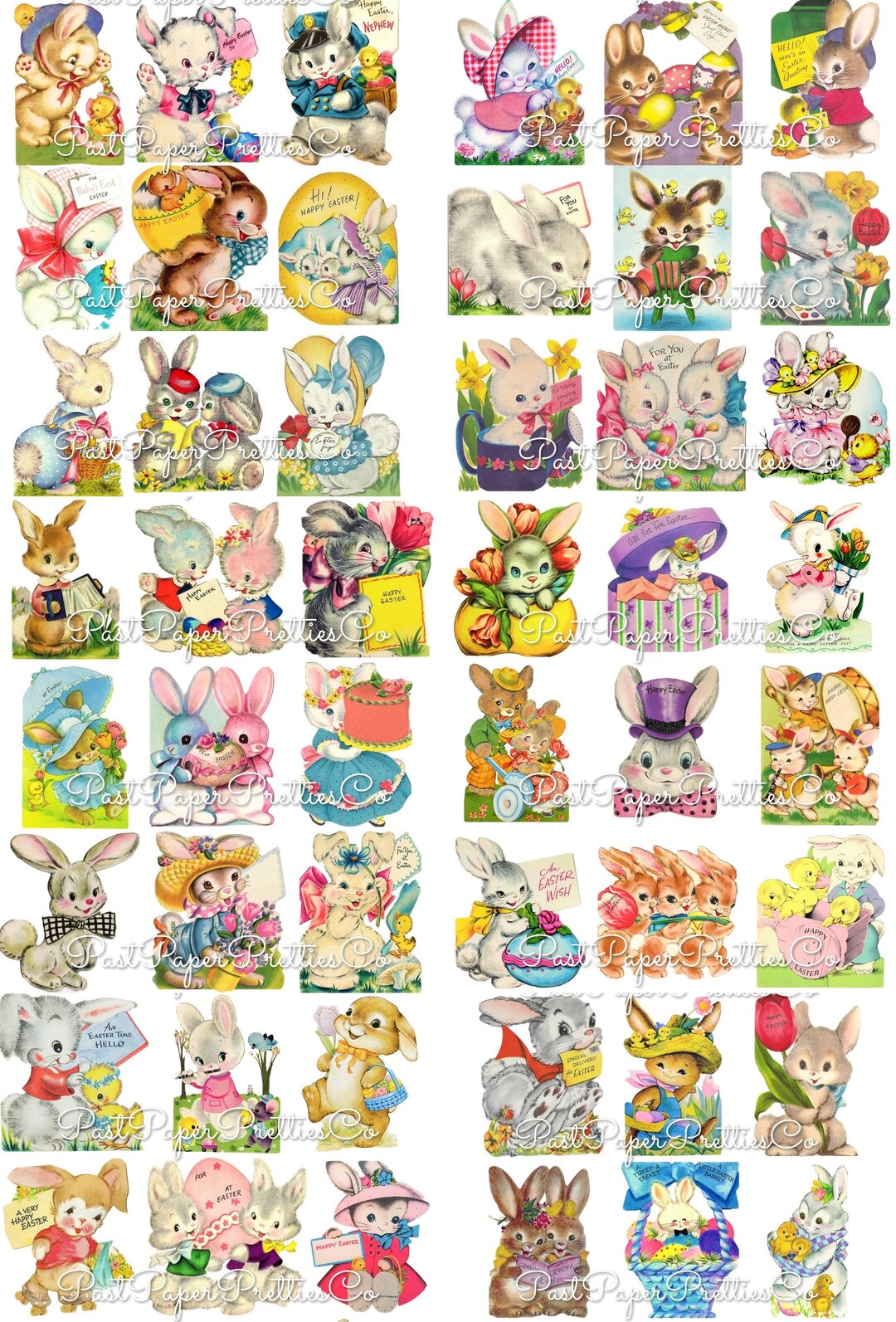 81 Vintage Easter Bunny Card Images Bunches of Bunnies Collage Sheets ...