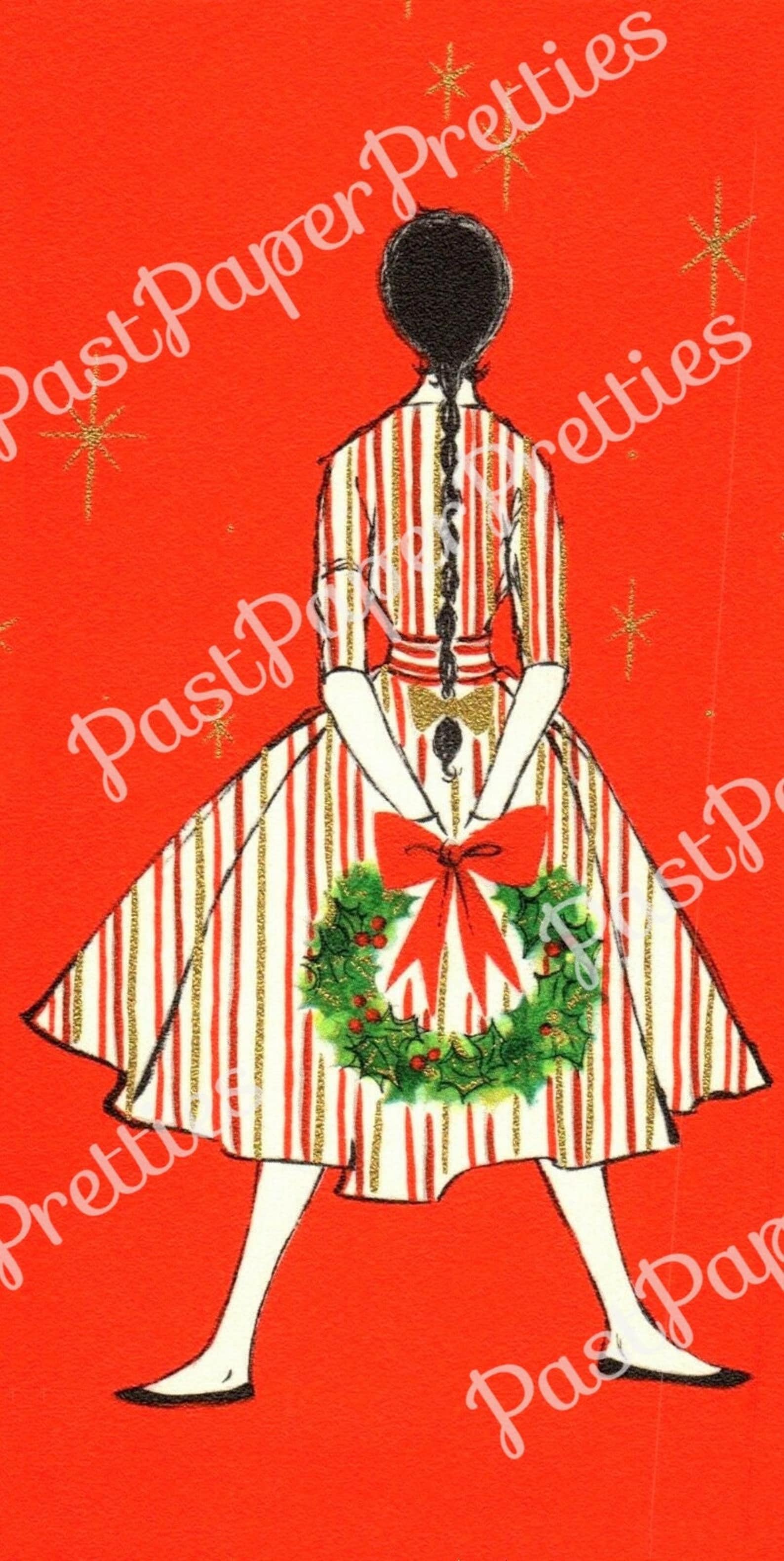 Vintage Printable Pretty Miss Peppermint Ladies Christmas Card - Etsy UK