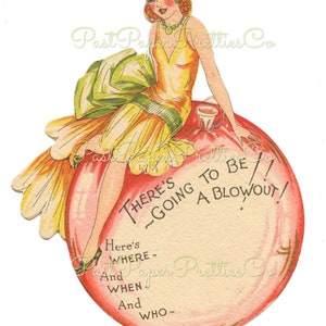 Vintage Printable Art Deco Flapper Party New Years Eve Invitation Card ...