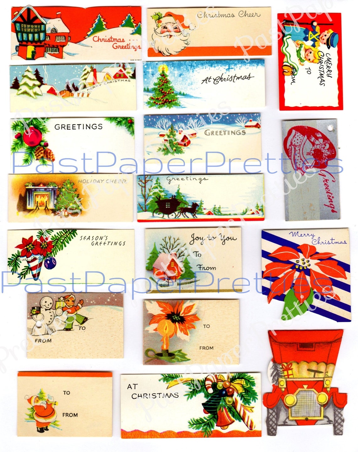 104 Vintage Printable Christmas Gift Tags Mid Century Kitsch - Etsy