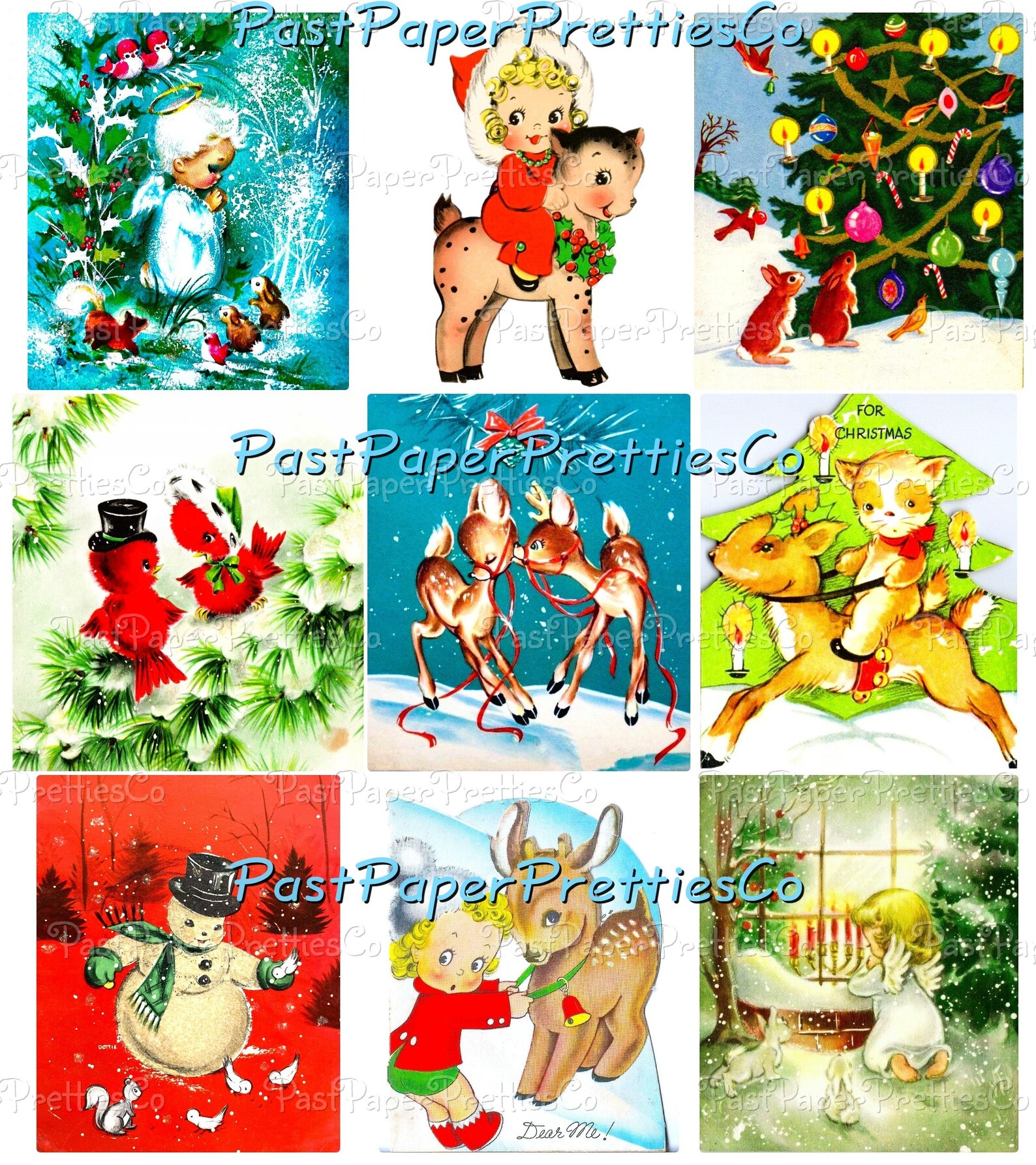Vintage Printable Christmas Forest Friends Card 108 Images Collage ...