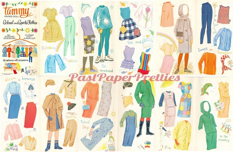 Vintage Paper Dolls Tammy School and Sports Clothes C. 1964 Printable ...