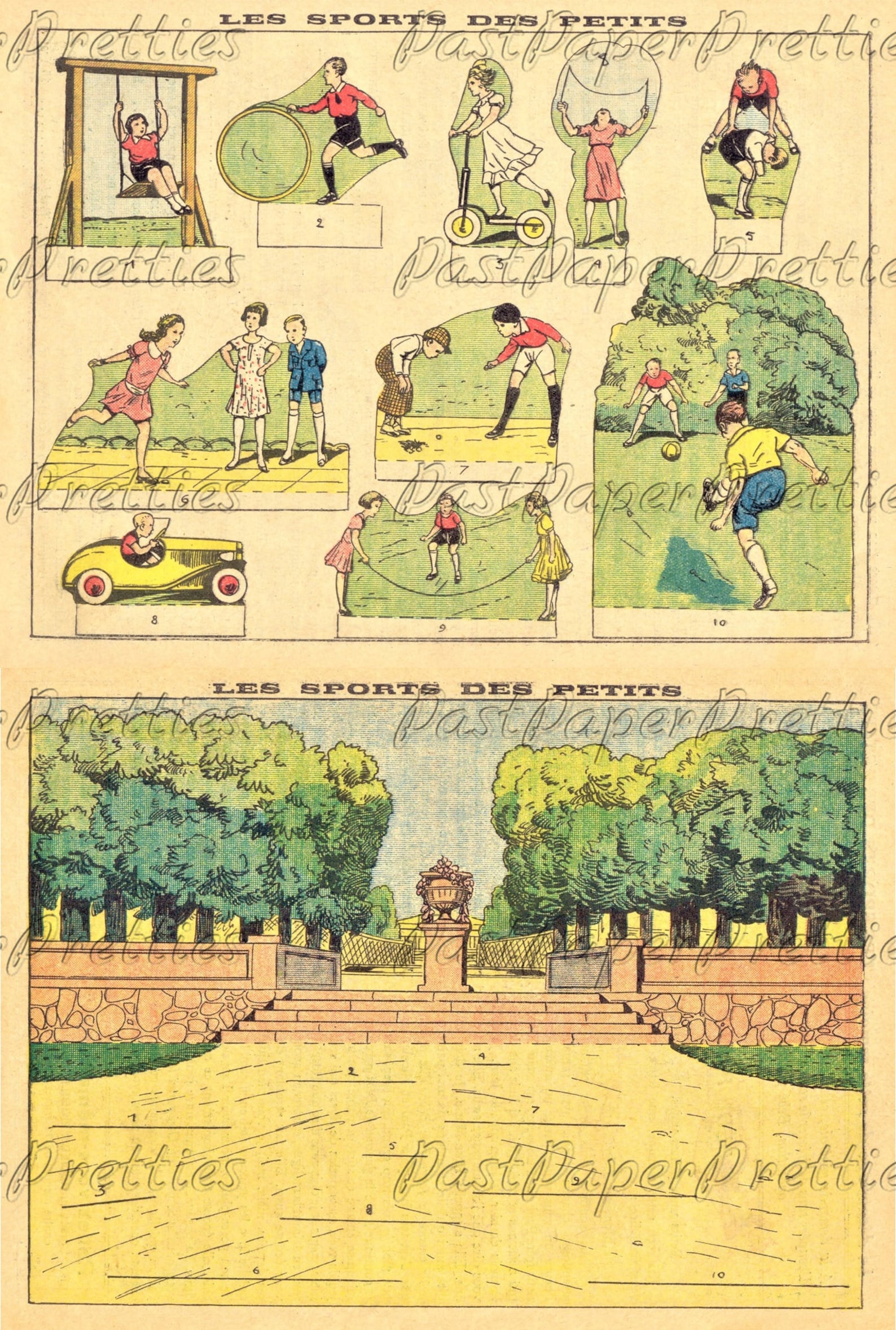 Vintage Children at Play and Sport Scene Printable Paper Craft PDF ...
