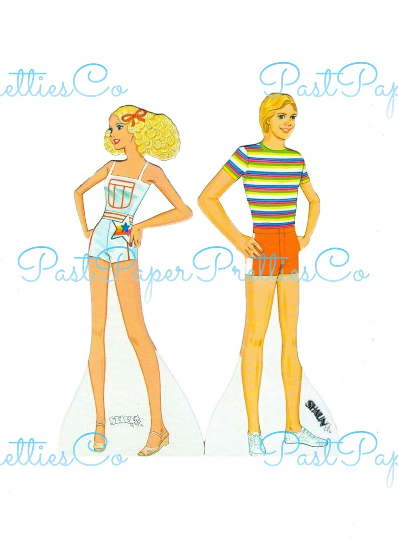 Vintage Paper Dolls Starr and Shaun Teen Girl Boy 1981 Printable PDF ...
