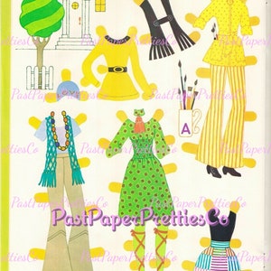 Vintage Paper Dolls Fashion Flatsy Retro 1971 Printable PDF Instant ...
