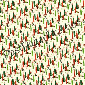 Vintage Retro Printable Christmas Elf Gift Wrap Cute Kitsch Elves ...