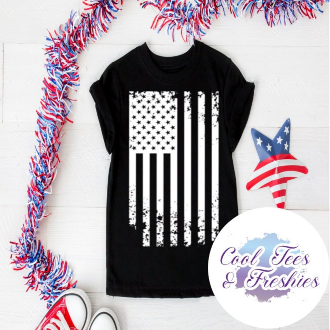 White Distressed Flag Tee - Choose Size/color Patriotic, America, USA ...