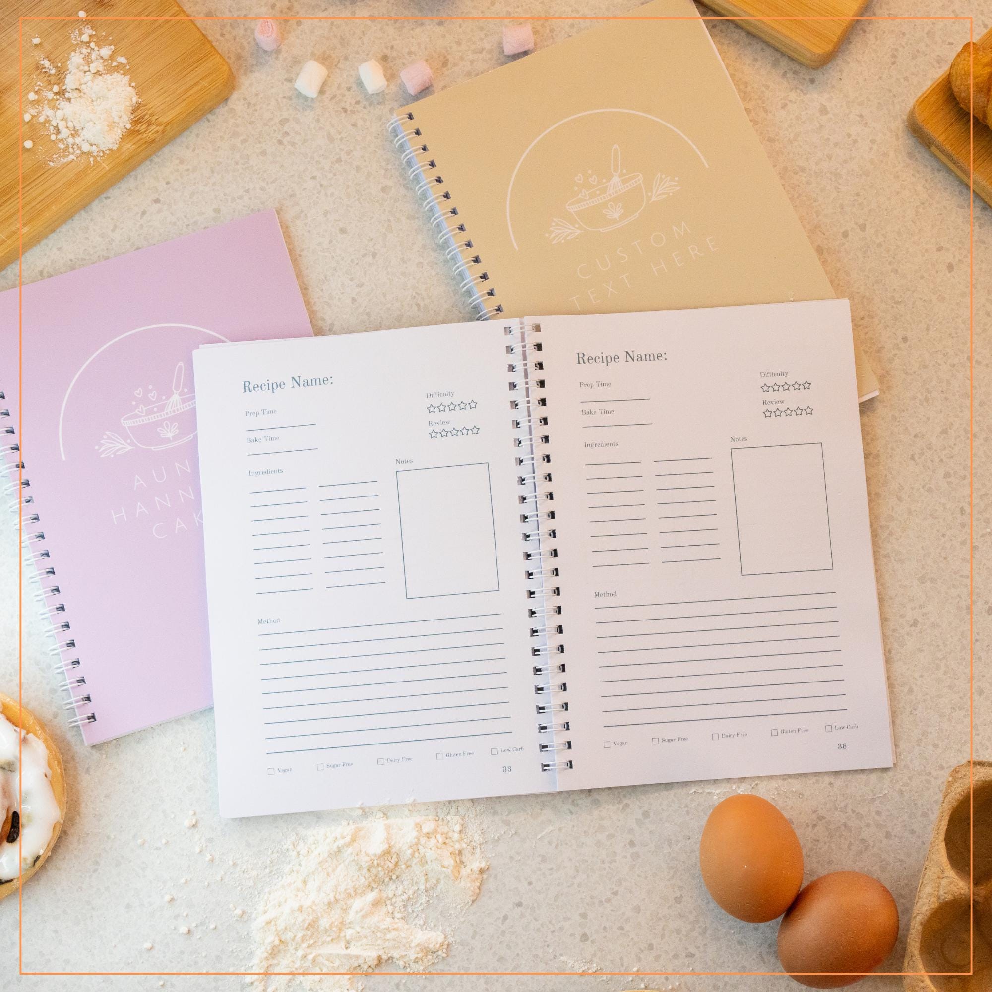 40 Page Baking Recipe Logbook | Custom Baking Journal | Record Your Own Baking Recipes ...
