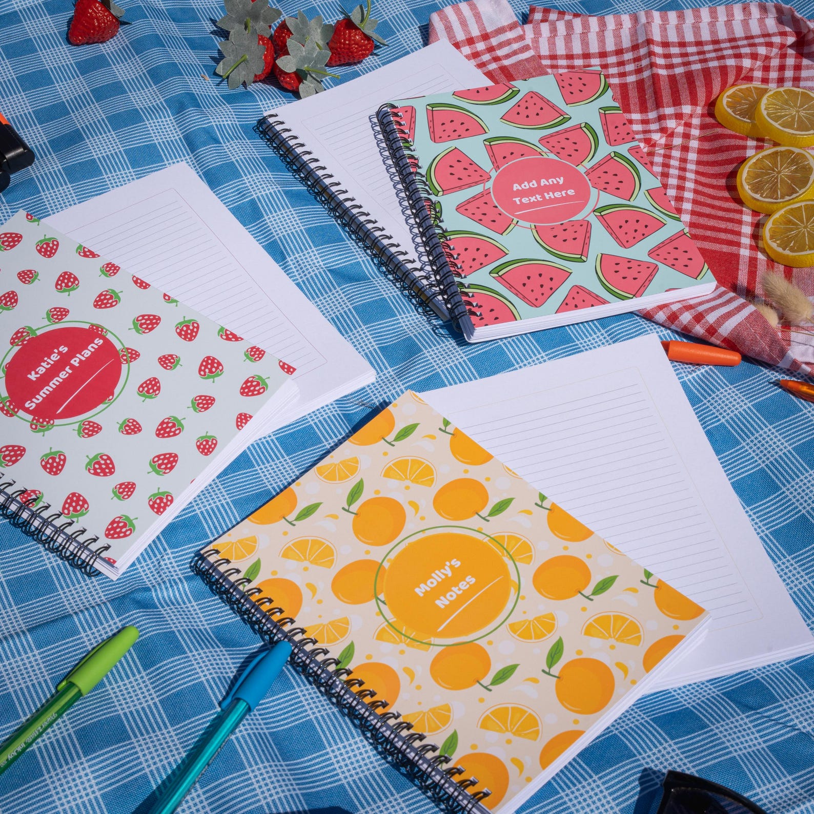 Summer Fruits Themed Personalised 104 Page Notebook | Fun Vibrant ...