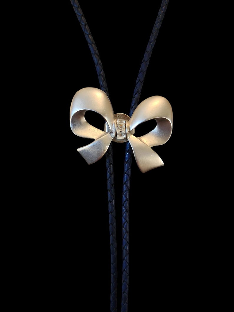 Handmade Silver Bow Bolo Tie - Etsy