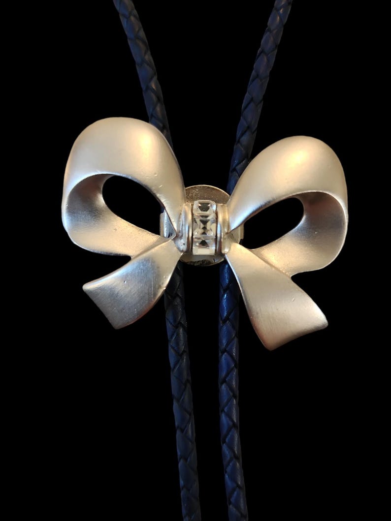 Handmade Silver Bow Bolo Tie - Etsy