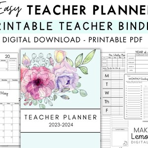 Teacher Planner 2023-24, Teacher Binder, Printable Lesson Planner ...