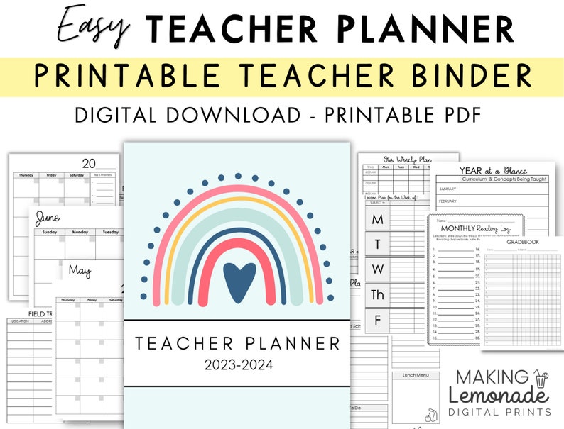 Teacher Planner 2023-24 Teacher Binder Printable Lesson - Etsy