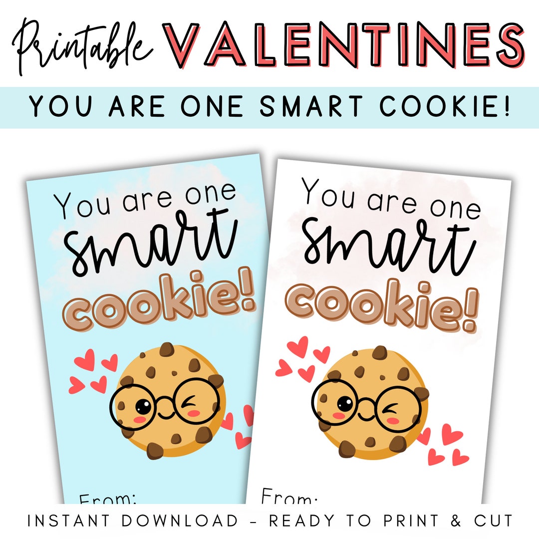 Smart Cookie Valentine Card, Kid Valentine Cards, Valentines for Kids ...