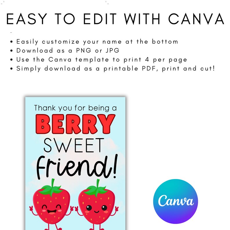 Printable Fruit Snack Valentines, Berry Sweet Valentine, Kids Fruit ...