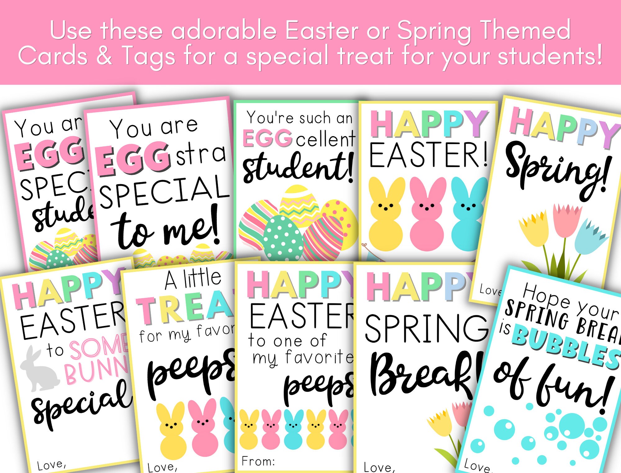 Editable Easter Cards for Students From Teacher Easter Gift - Etsy
