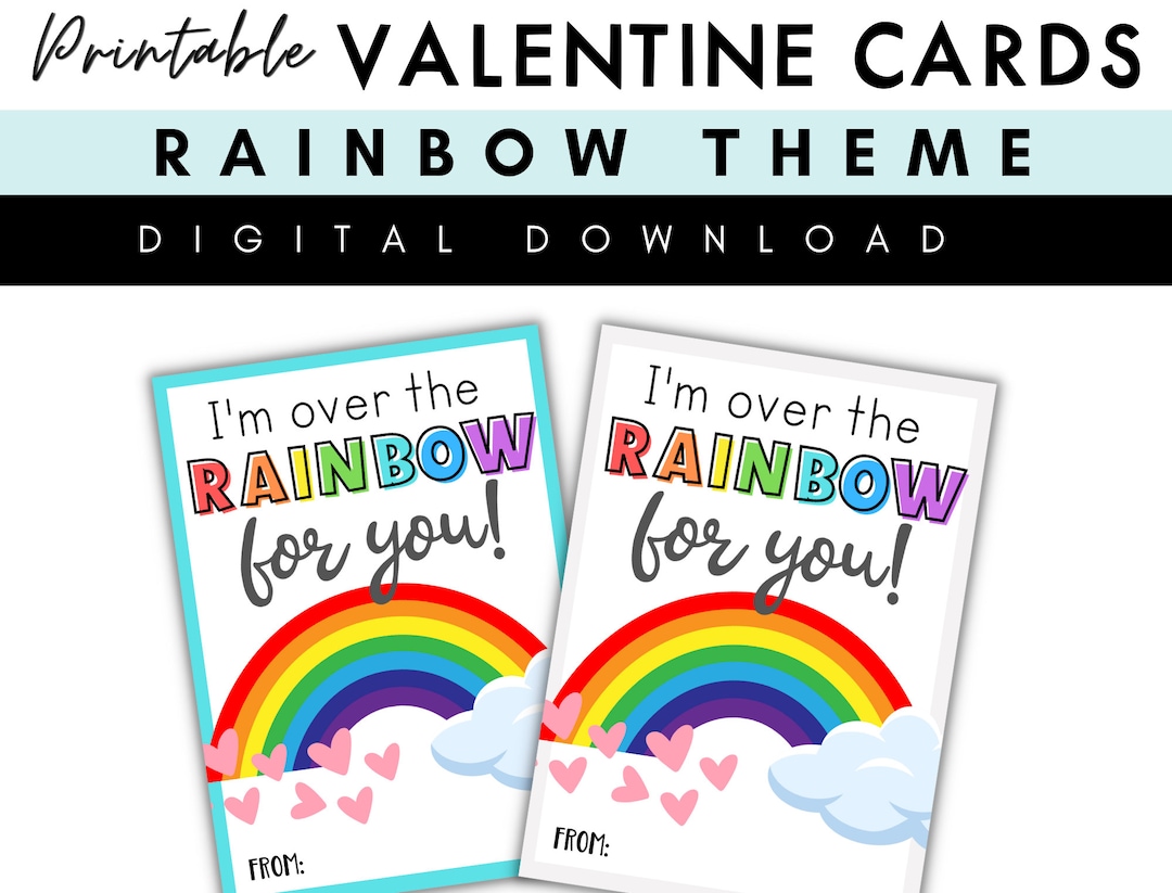 Rainbow Valentine Cards for Kids (digital Download) - Etsy