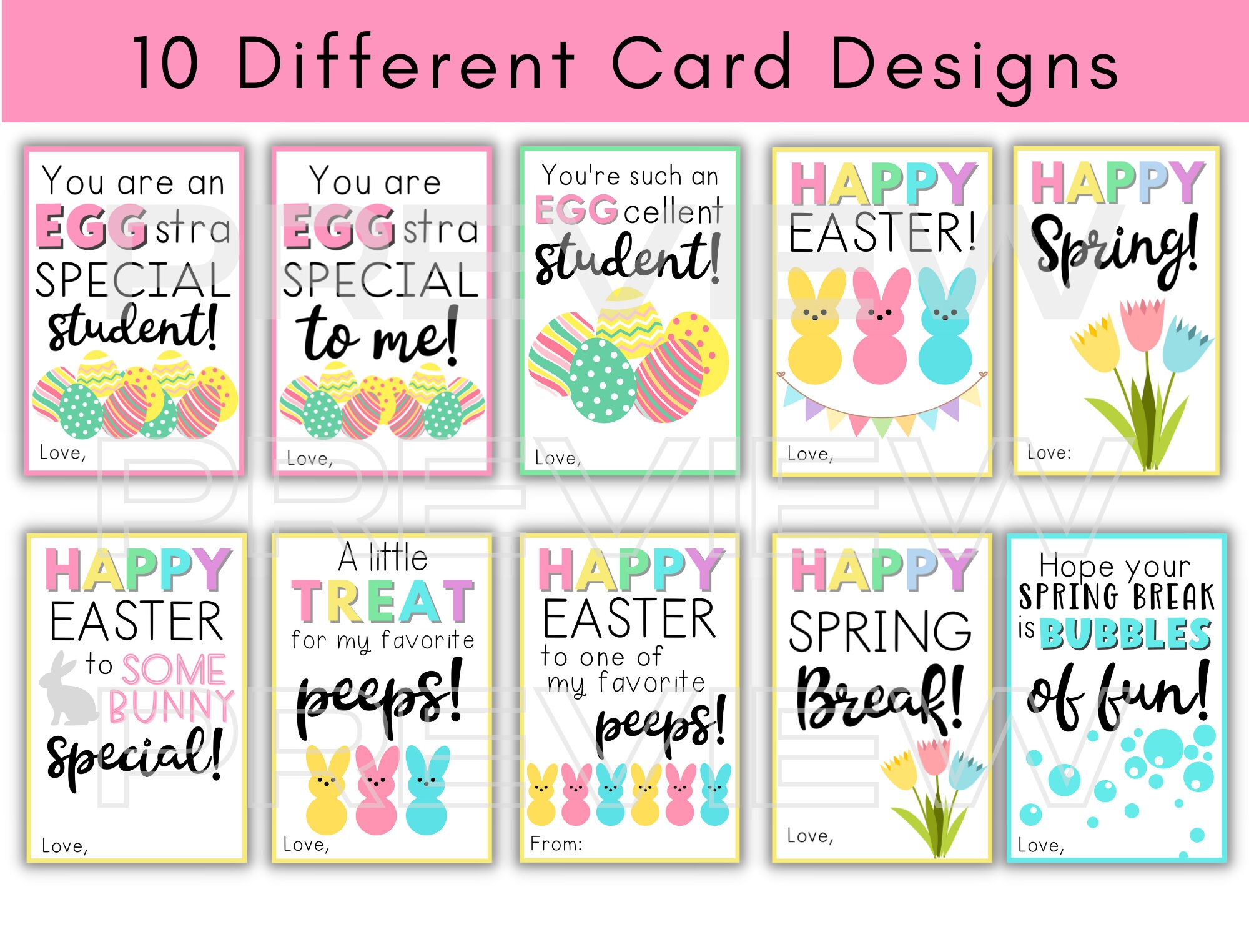 Editable Easter Cards for Students From Teacher, Easter Gift Tags ...