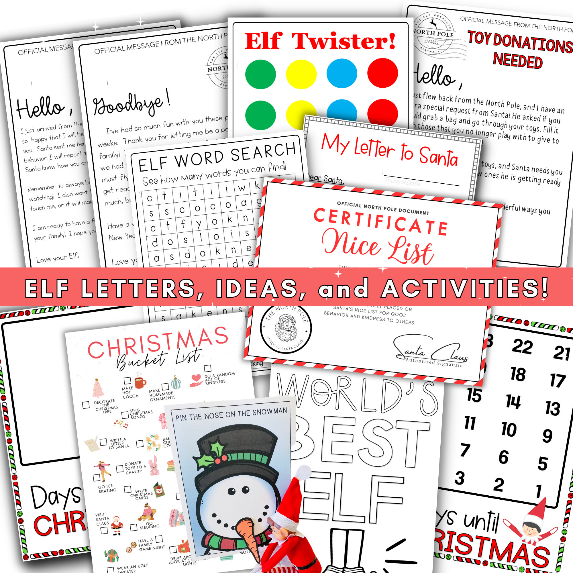 Easy Printable Elf Kit, 24 Day Elf Kit Printable, Elf Letter Templates ...