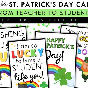 Printable St. Patrick's Day Cards for Students From Teacher, Teacher St ...
