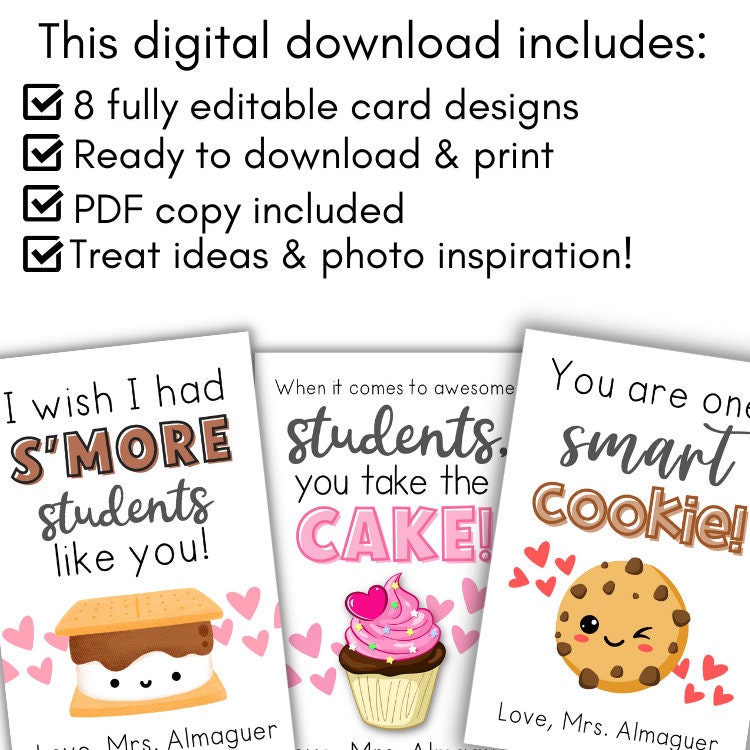 Printable Valentine Cards for Students From Teacher, Teacher Valentine ...