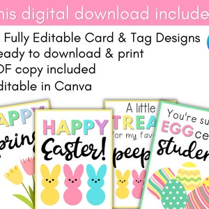 Editable Easter Cards for Students From Teacher, Easter Gift Tags ...