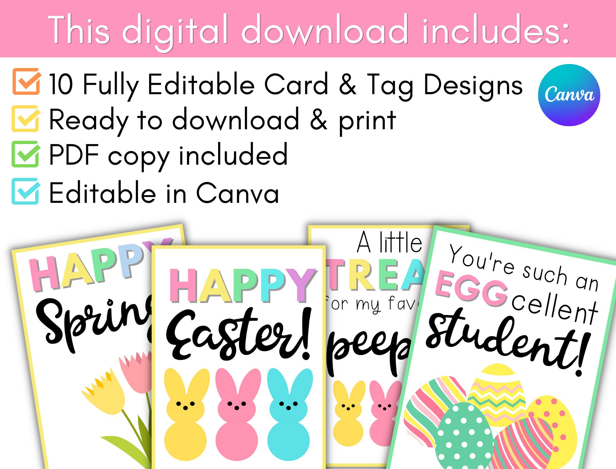 Editable Easter Cards for Students From Teacher Easter Gift - Etsy