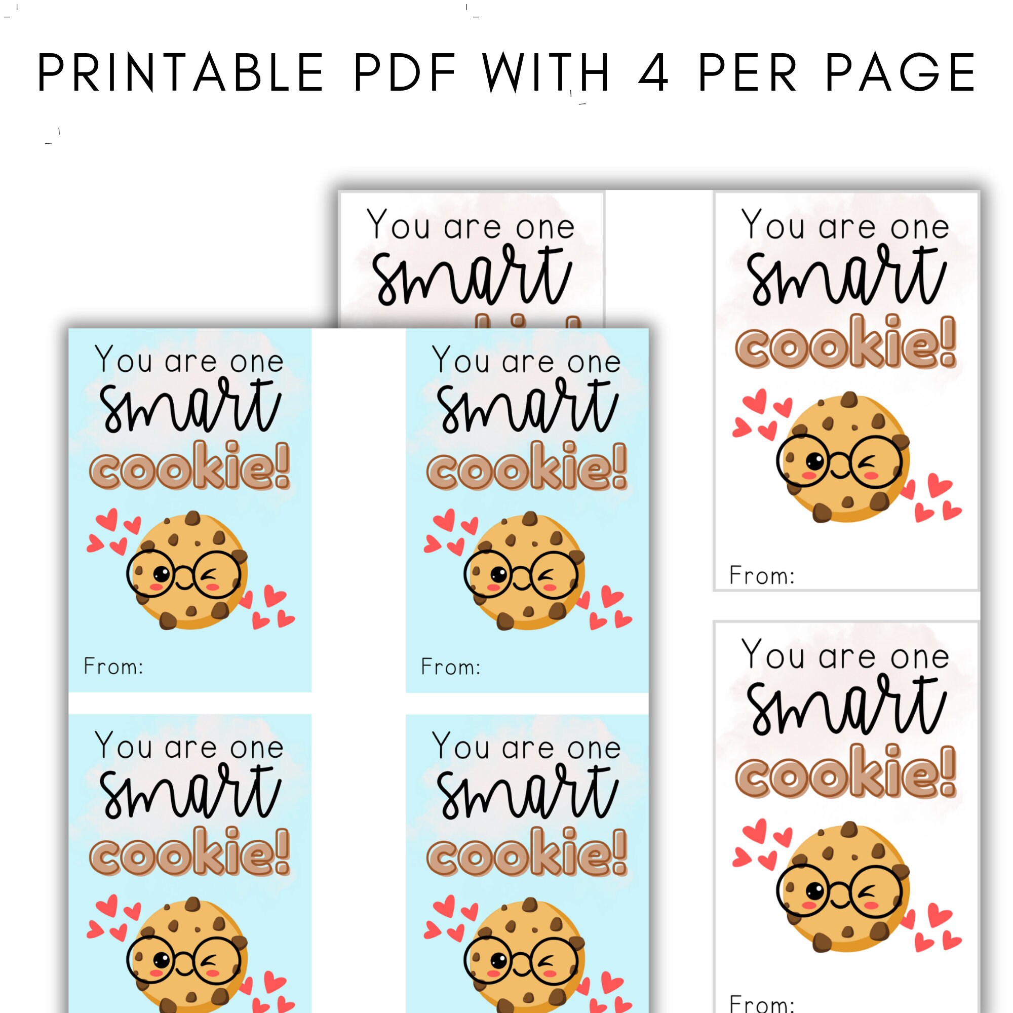 Smart Cookie Valentine Card, Kid Valentine Cards, Valentines for Kids ...