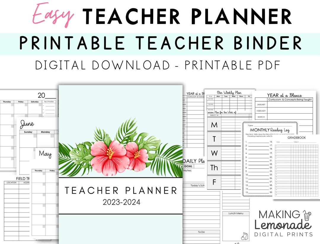 Teacher Planner 2023-24, Teacher Binder, Lesson Planner, Printable ...
