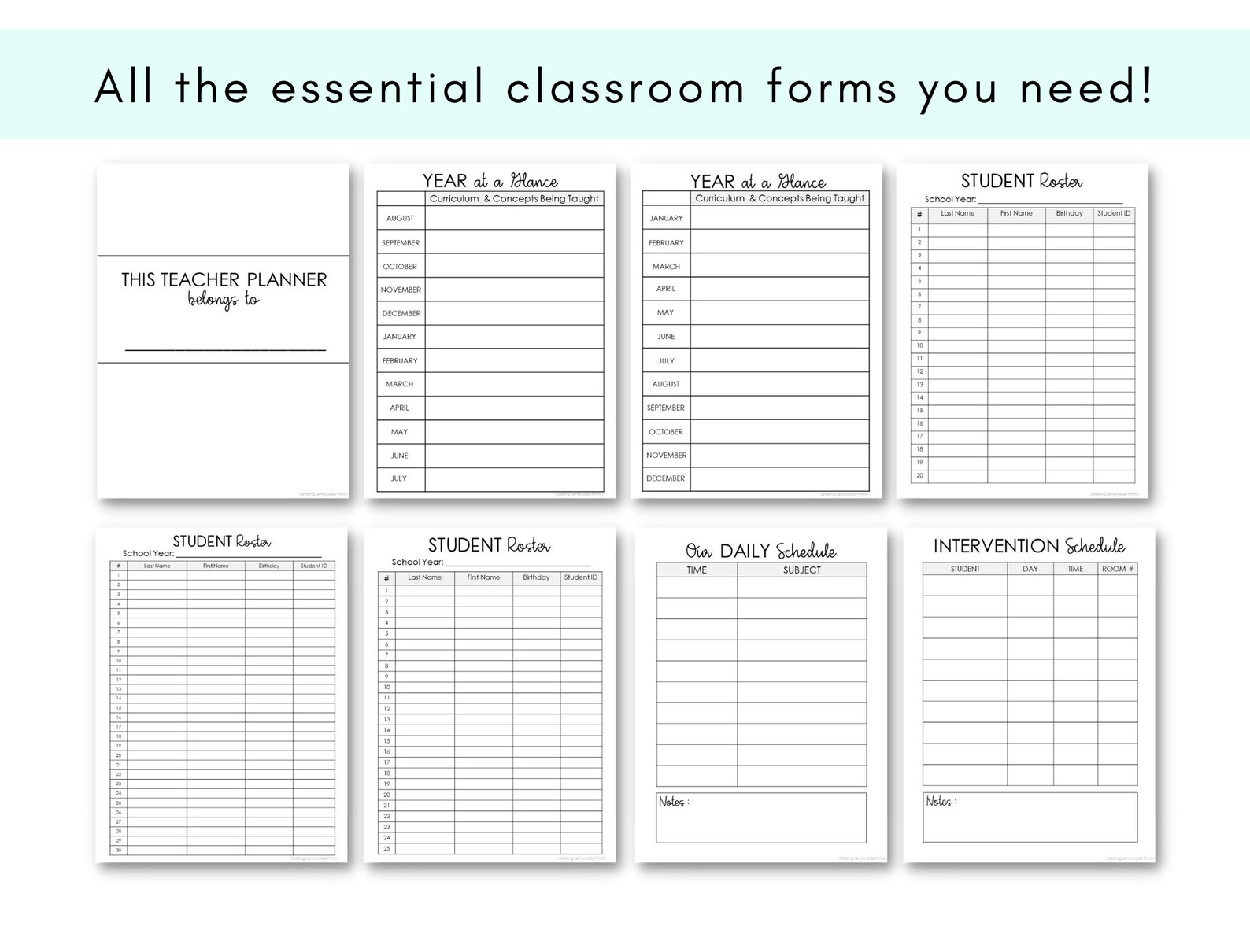 Teacher Planner 2023-24 Teacher Binder Printable Lesson - Etsy