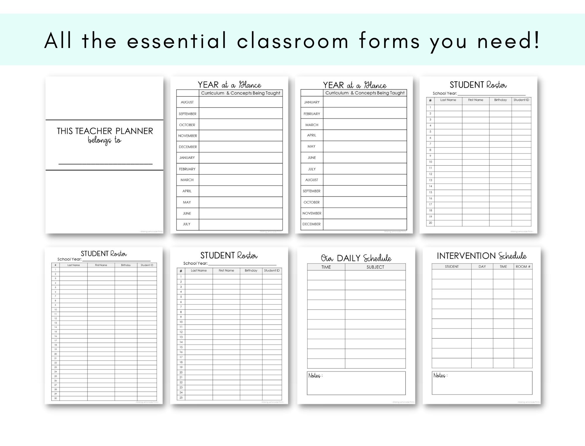 Teacher Planner 2023-24 Teacher Binder Printable Lesson - Etsy