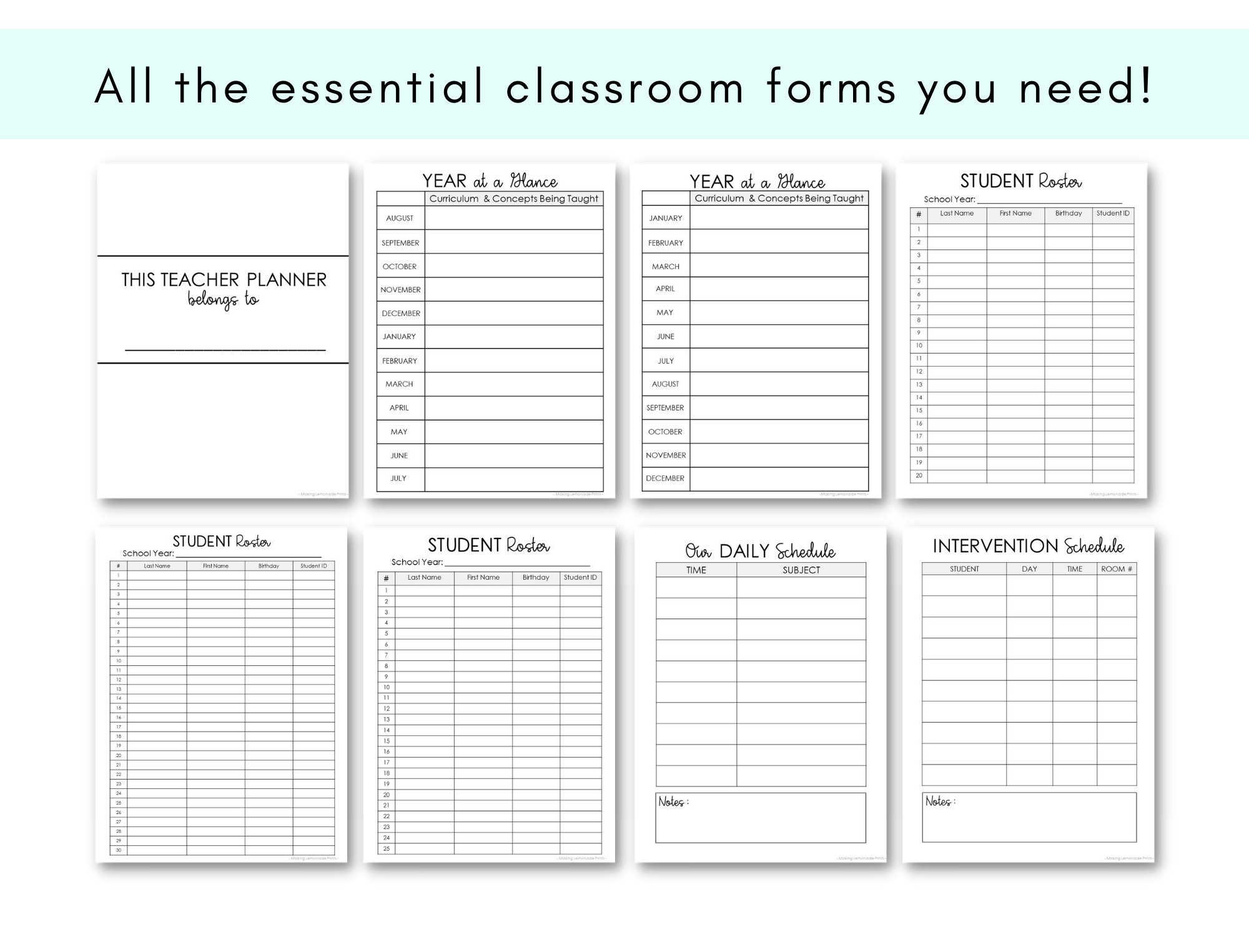 Teacher Planner 2023-24, Teacher Binder, Lesson Planner, Printable ...