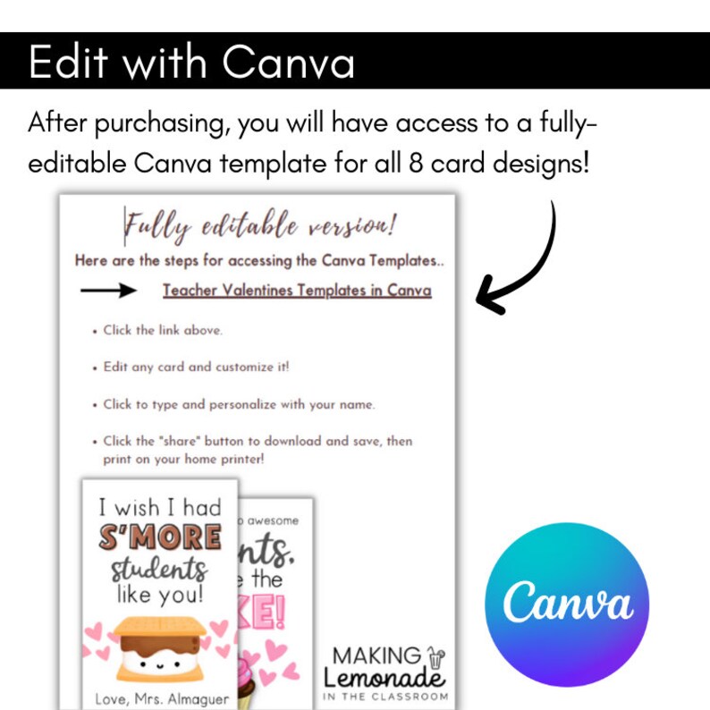 Last Minute Printable Valentine Cards for Students: Editable Teacher ...