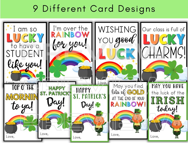 Printable St. Patrick's Day Cards for Students From Teacher, Teacher St ...