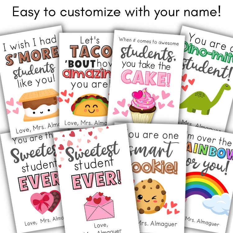 Printable Valentine Cards for Students From Teacher, Teacher Valentine ...