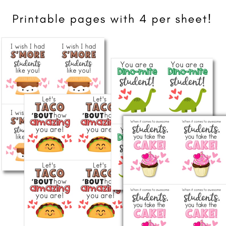 Printable Valentine Cards for Students From Teacher, Teacher Valentine ...