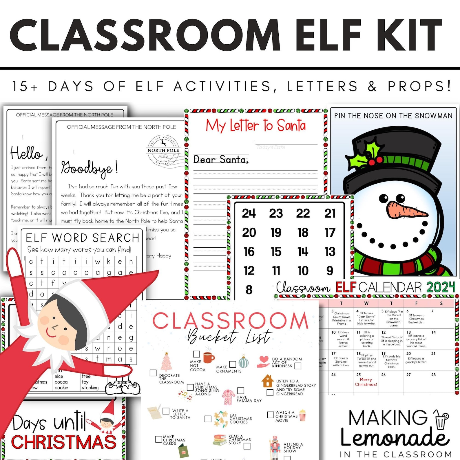 Printable Classroom Elf Kit, 15 Day Elf Kit, Classroom Elf Letter ...