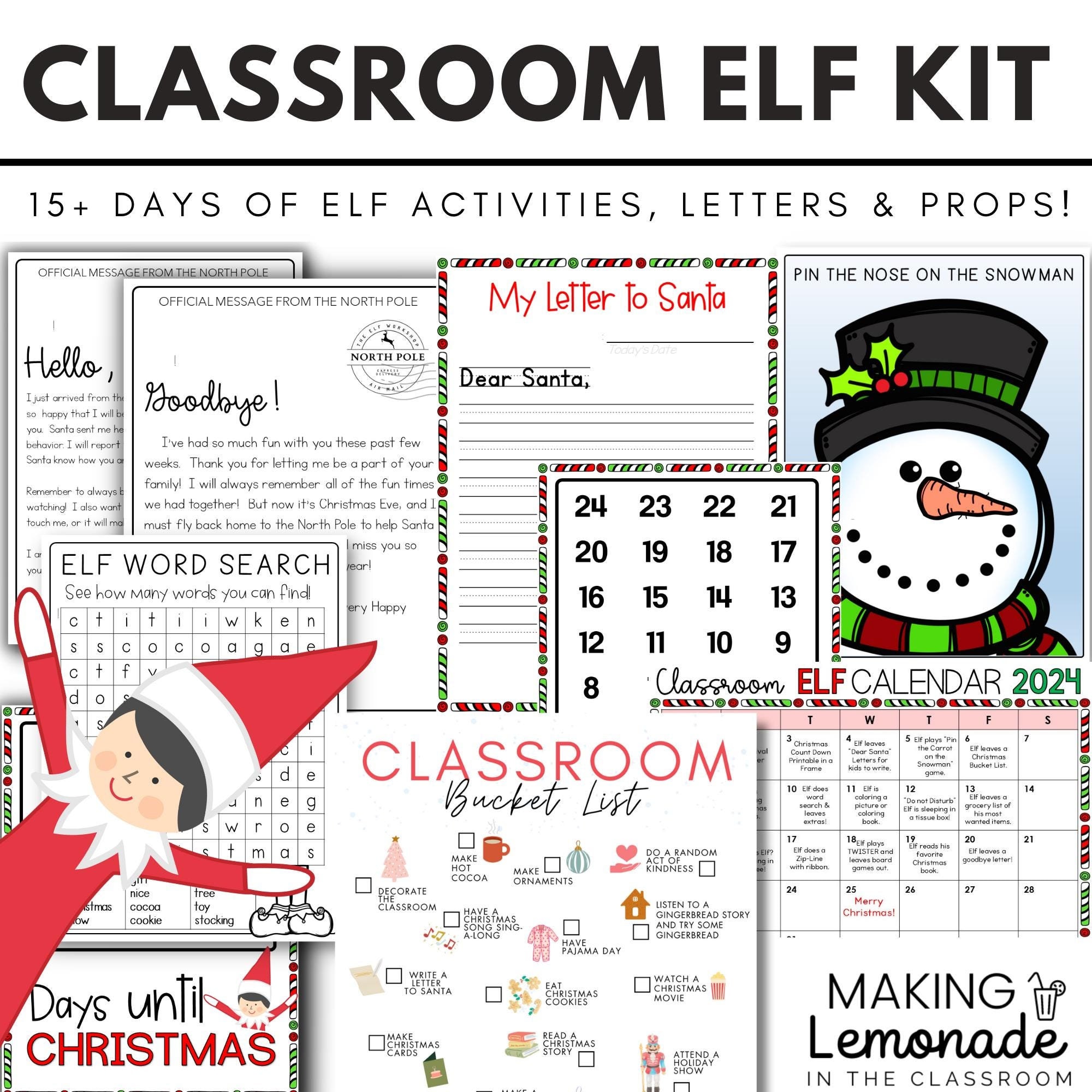 Printable Classroom Elf Kit, 15 Day Elf Kit, Classroom Elf Letter ...