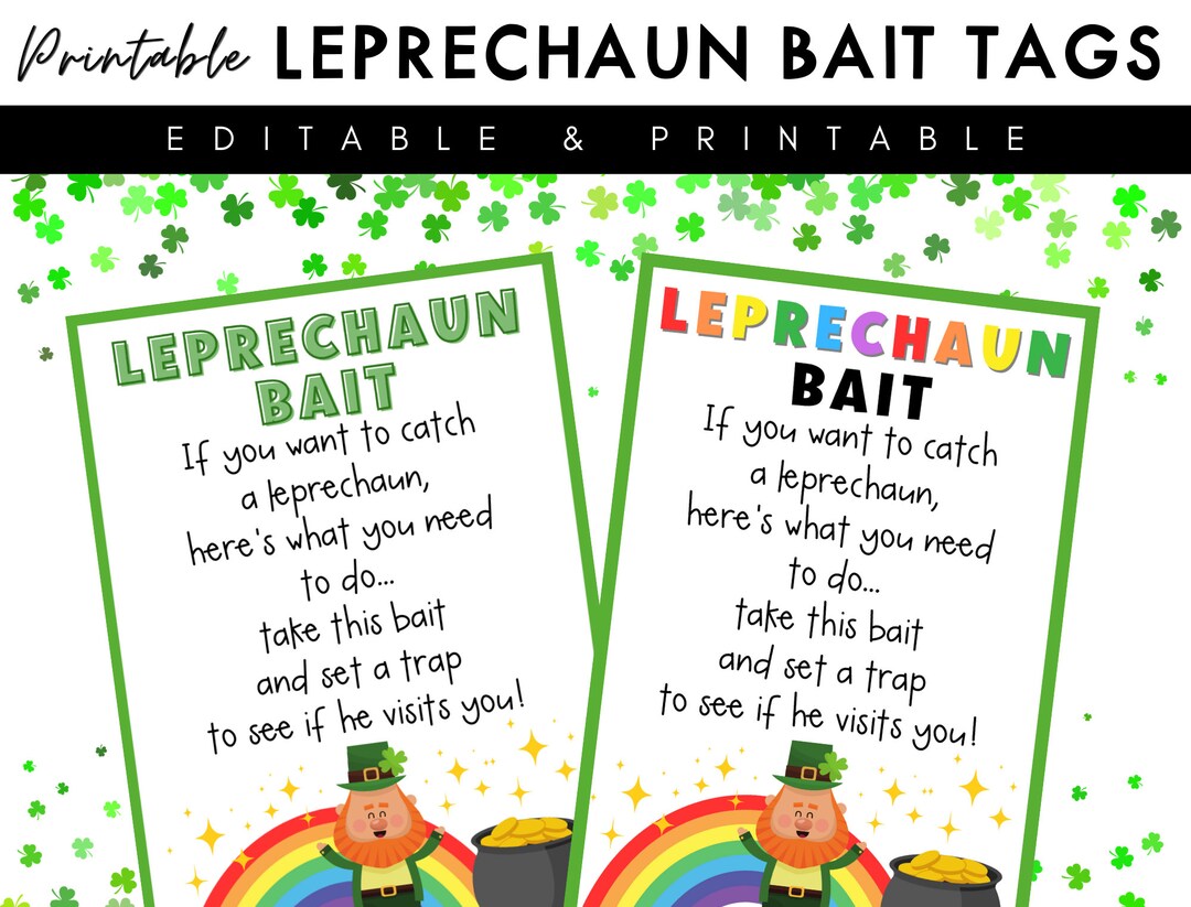 Leprechaun Bait Tags, Leprechaun Bait, Leprechaun Bait Printable Tags ...