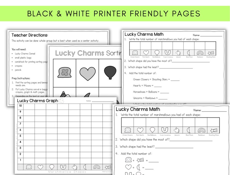 Lucky Charms Graphing Activity Bundle: Sorting & Math (PDF) - Etsy
