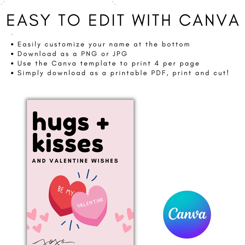 Hershey Kisses Valentines: Printable Cards for Kids (PDF File) - Etsy