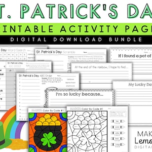 St. Patrick's Day Activities Bundle, St. Patrick's Day Printables ...