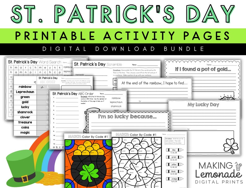 St. Patrick's Day Activities Bundle, St. Patrick's Day Printables ...