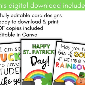 Printable St. Patrick's Day Cards for Students From Teacher, Teacher St ...
